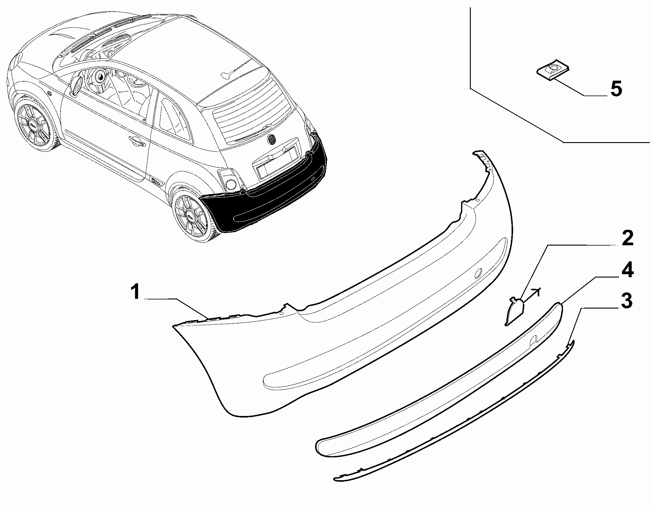 735521029 FIAT 500 BUMPER MOULDING