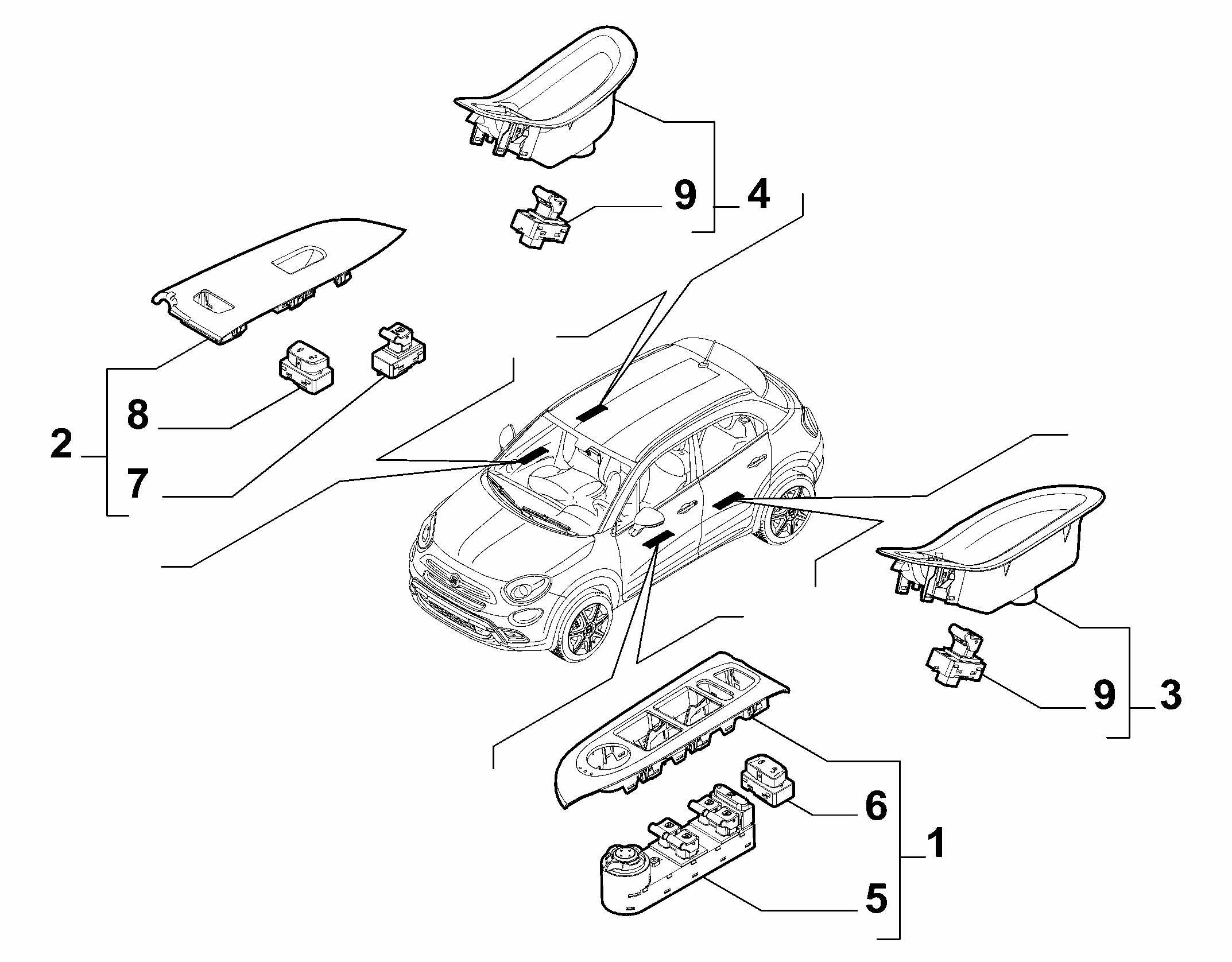 735633154 FIAT 500X WINDOW SWITCH