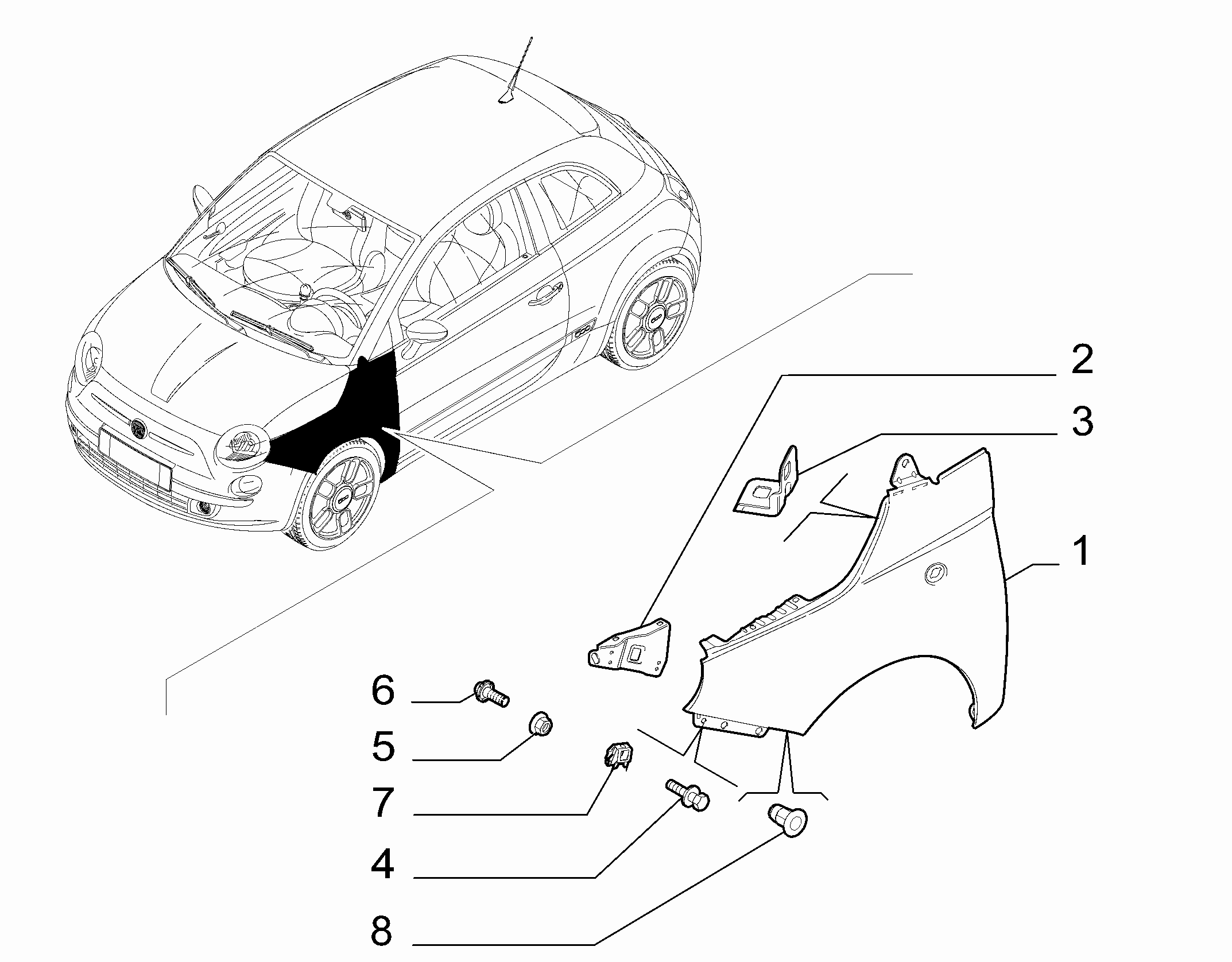 52015757 FIAT 500 ABARTH N/S WING