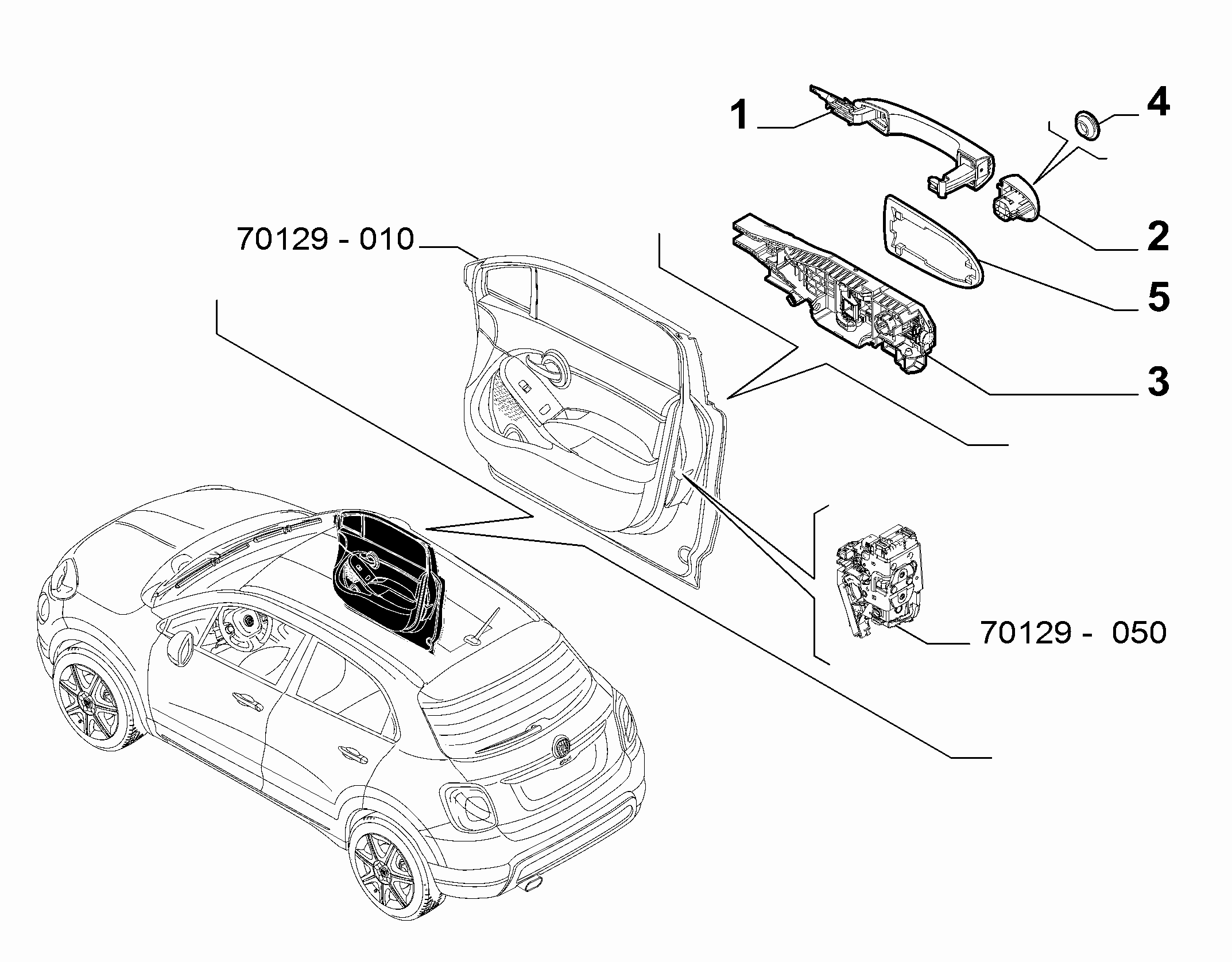735670457 FIAT 500X FRONT OR REAR DOOR HANDLE