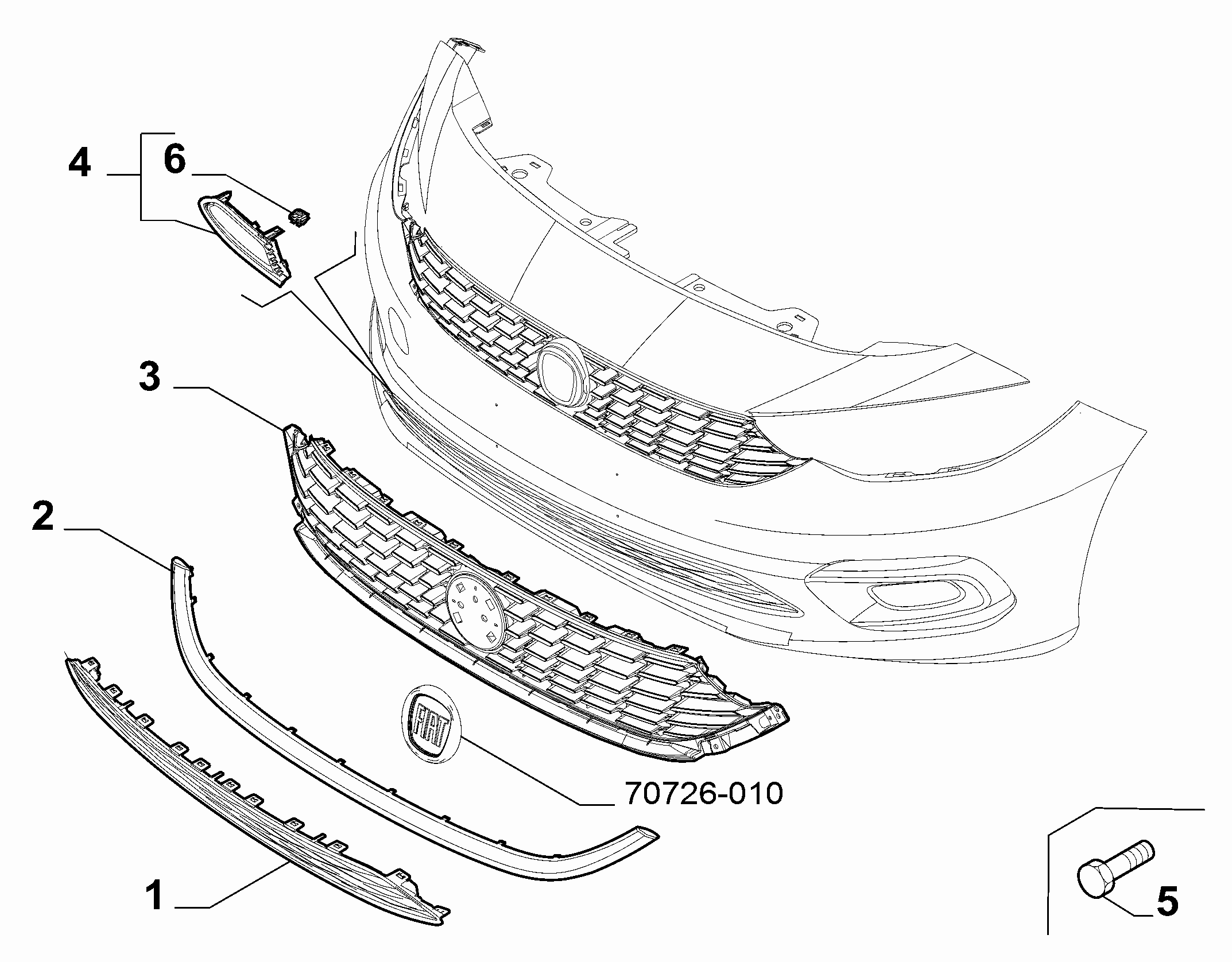 735637924 FIAT TIPO RADIATOR GRILL CHROME PLATED MOULDING